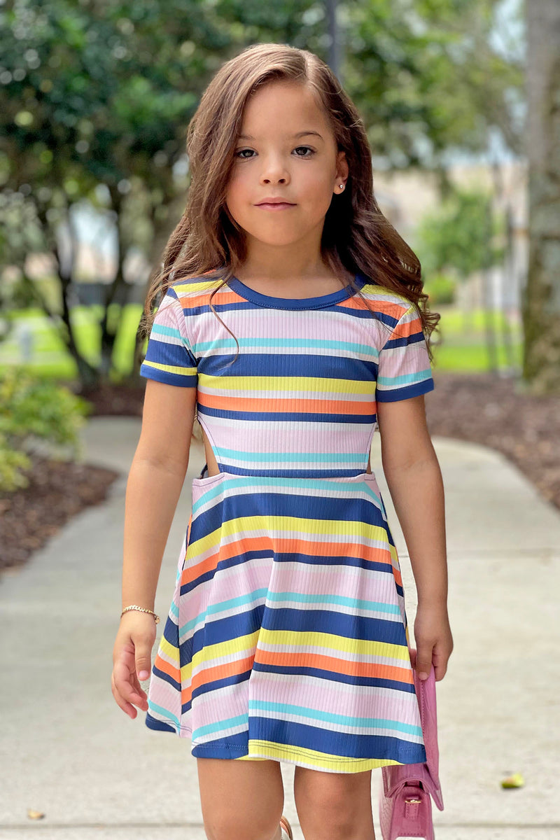 Mini Pretty Girl Striped Cut Out Dress - Blue/combo | Fashion Nova ...