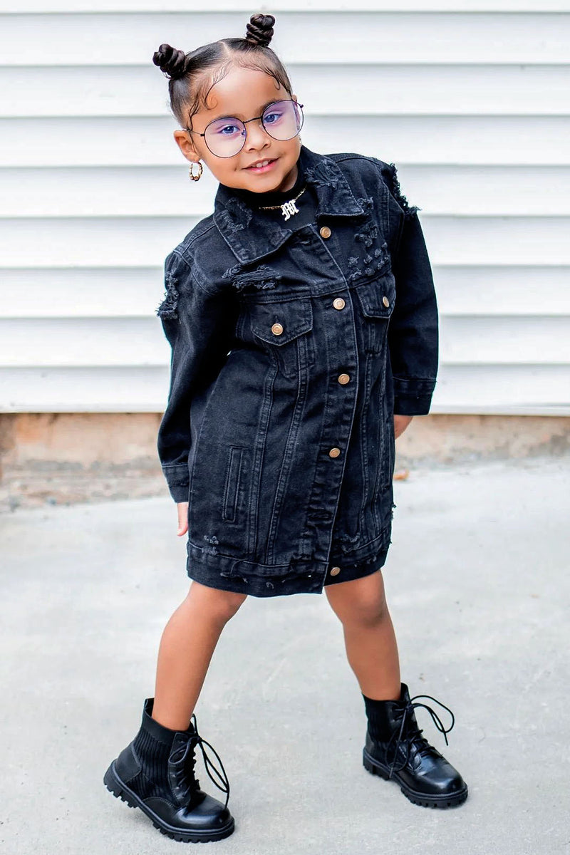 Mini Rock Star Longline Denim Jacket - Black | Fashion Nova, Kids ...