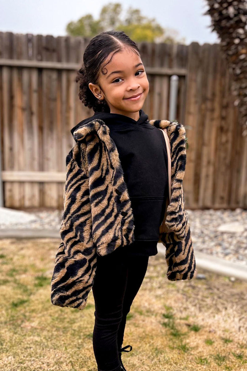 Mini She's Wild Faux Fur Jacket - Brown/combo | Fashion Nova, Kids ...