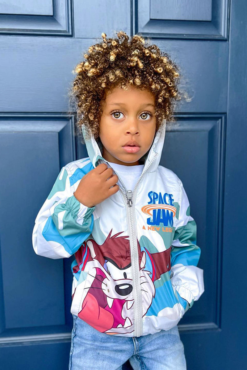 Mini Space Jam Game Time Hooded Jacket - Blue/combo | Fashion Nova ...