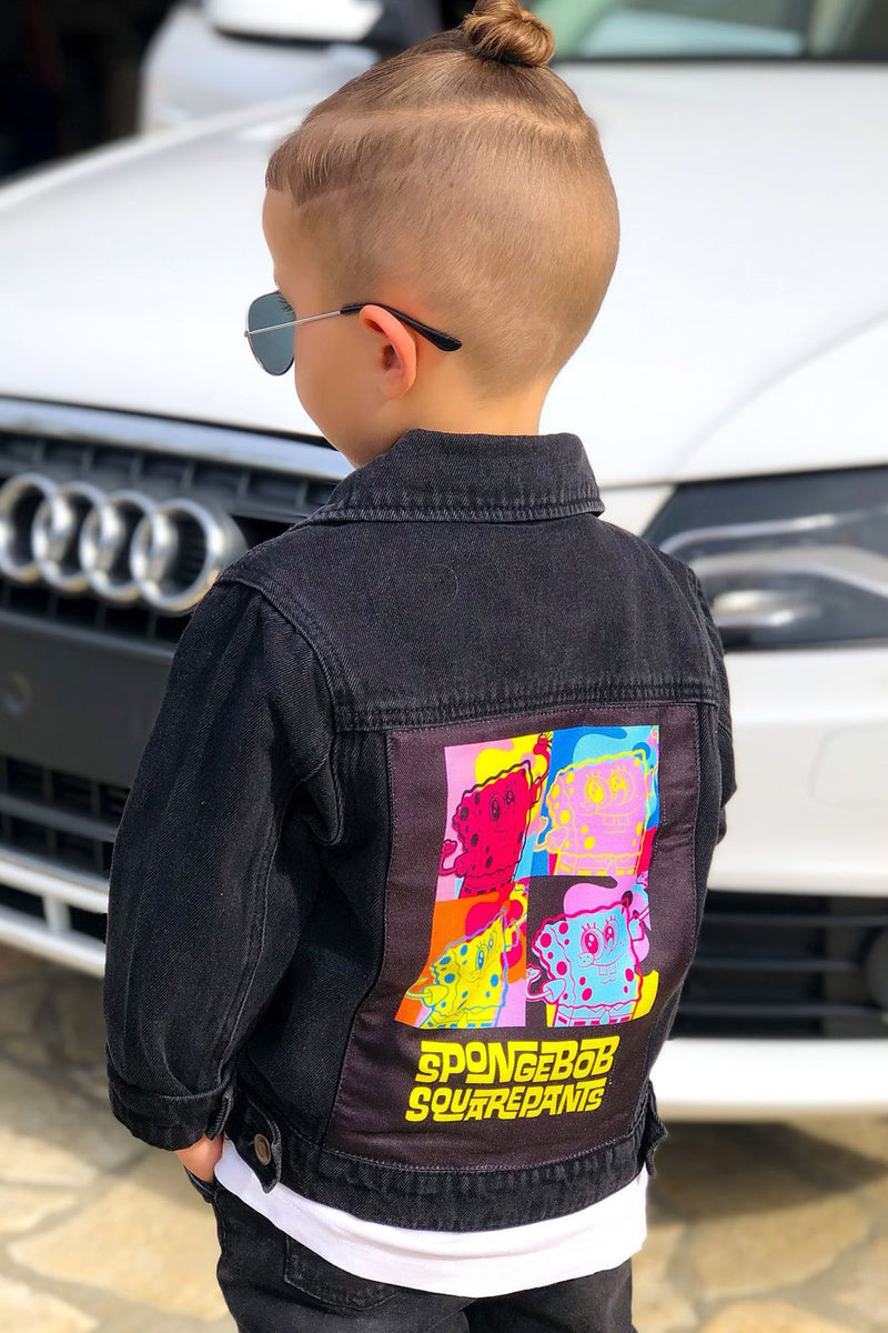 Mini Spongebob Squarepants Denim Jacket - Black | Fashion Nova, Kids ...