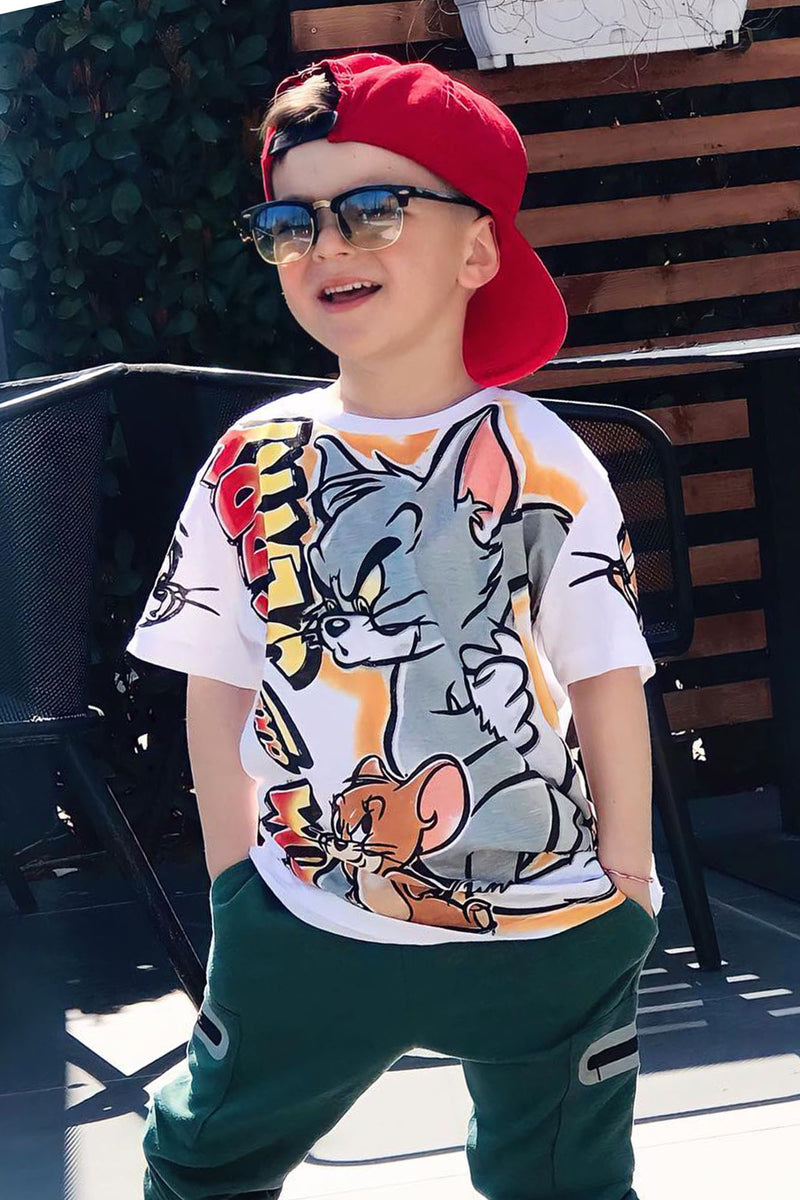 Mini Tom & Jerry Airbrush Tee - White | Fashion Nova, Kids Tops & T ...