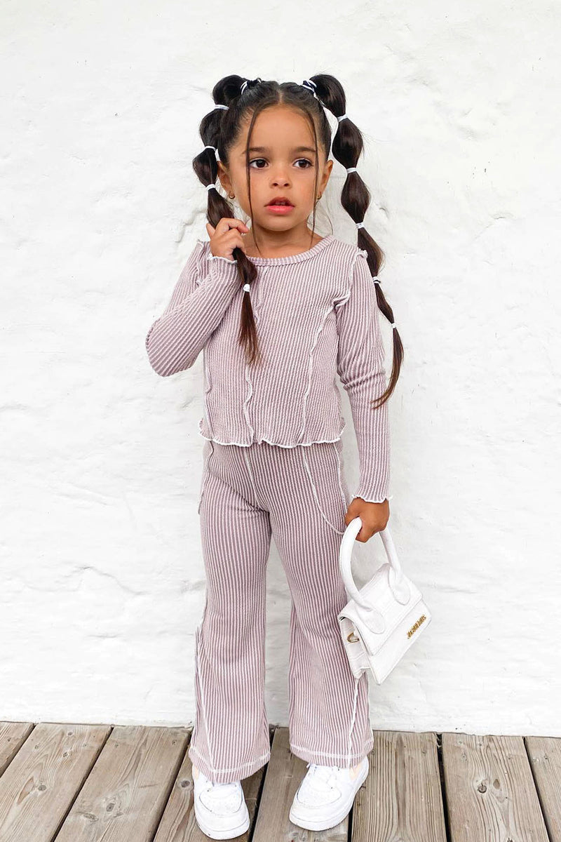 Mini Too Comfortable Ribbed Pant Set - Mauve | Fashion Nova, Kids Sets ...