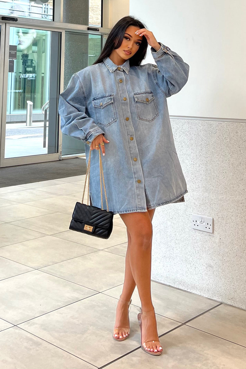 Oh Snap Denim Shacket - Light Blue Wash | Fashion Nova, Jackets & Coats ...
