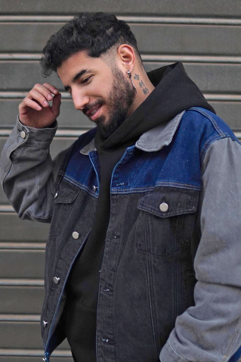 Oversize Colorblock Denim Jacket - Medium Wash | Fashion Nova, Mens ...