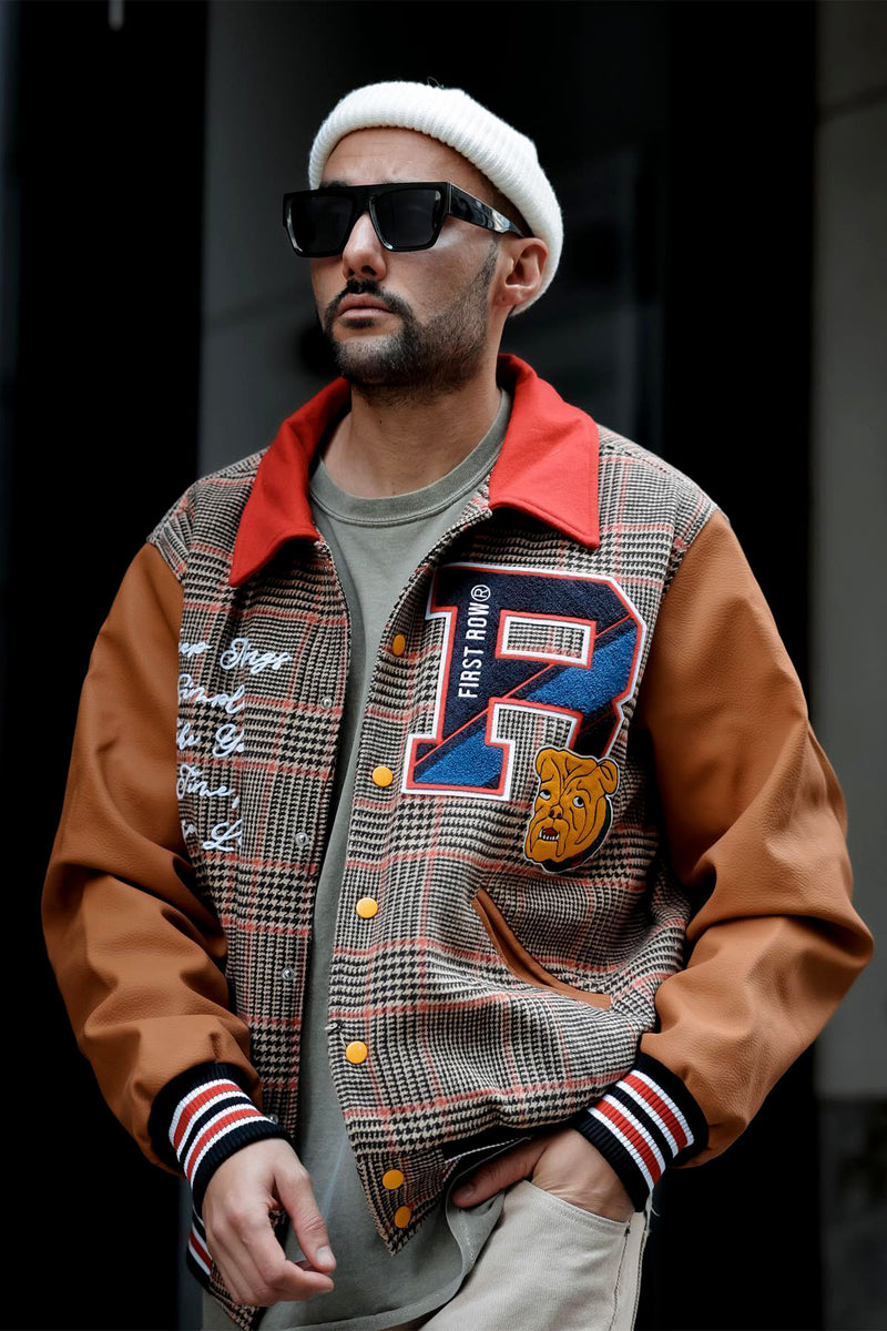 Preppy Bulldog Varsity Jacket With Patchwork - Brown | Fashion Nova ...