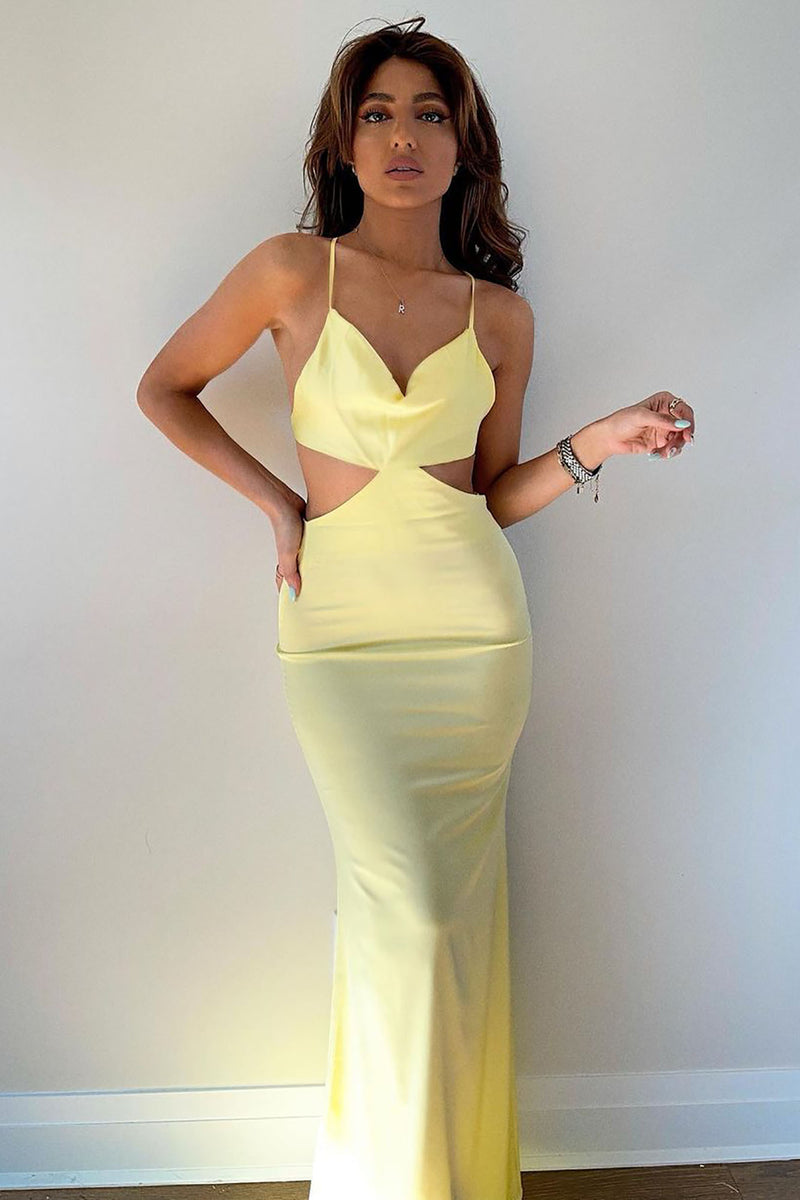 Sexy In Satin Maxi Dress Yellow Fashion Nova Dresses Fashion Nova