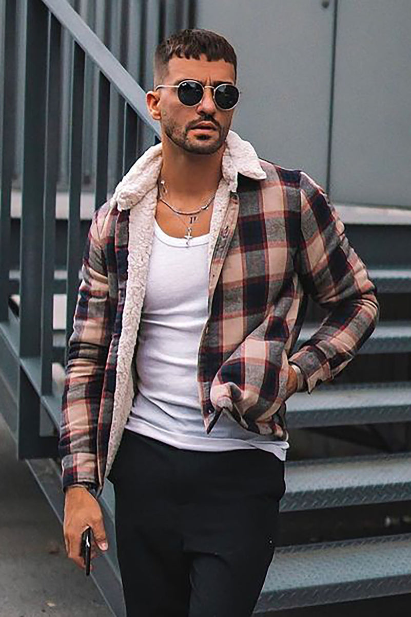Sherpa Flannel Shacket - Red/combo | Fashion Nova, Mens Jackets ...