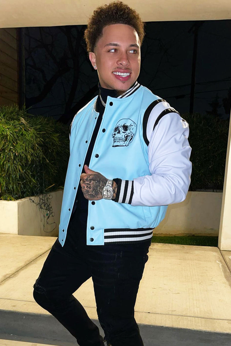 Skull Varsity Jacket - Blue/combo | Fashion Nova, Mens Jackets ...