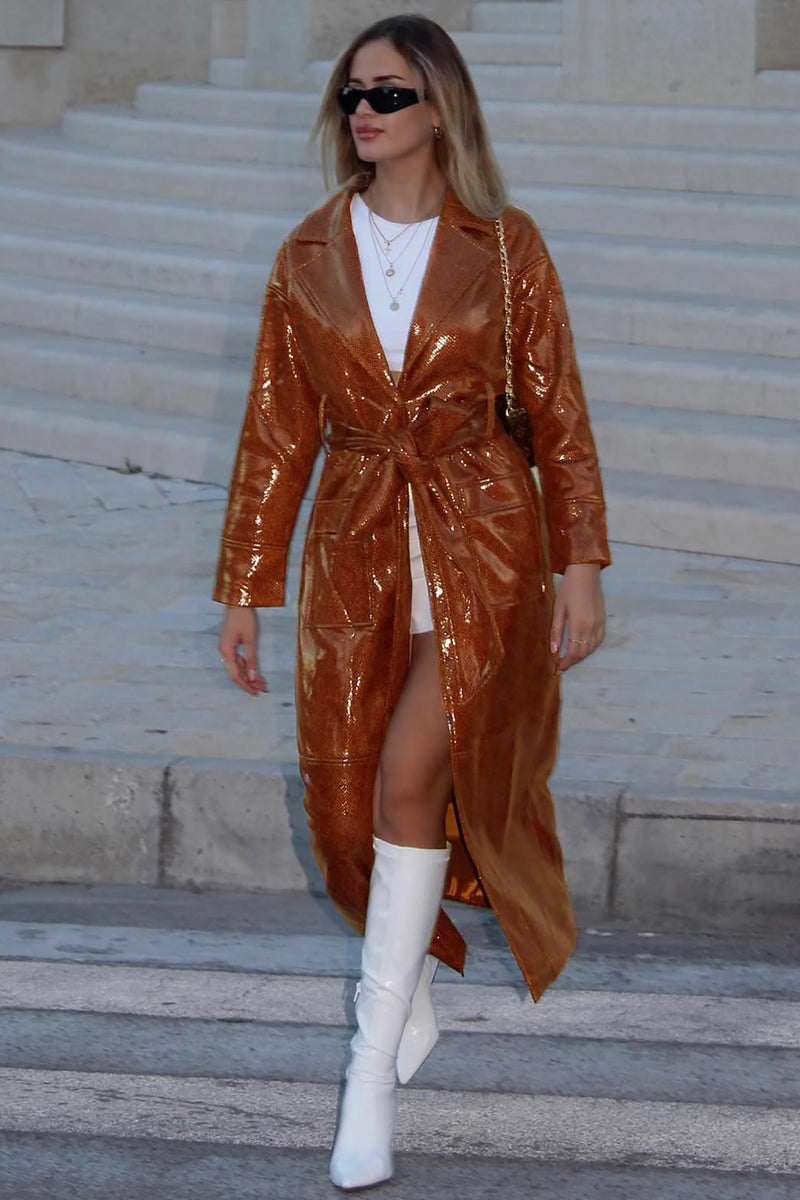 Sneaky Snake Embossed Trench Coat - Brown | Fashion Nova, Jackets ...
