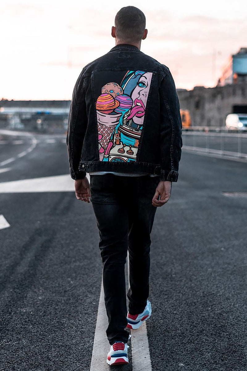 Space Cream Denim Jacket - Black/combo | Fashion Nova, Mens Jackets ...