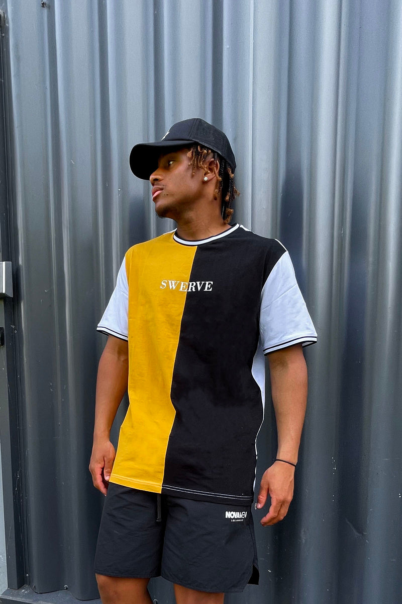 Swerve Split Short Sleeve Tee - Mustard/combo | Fashion Nova, Mens Tees ...
