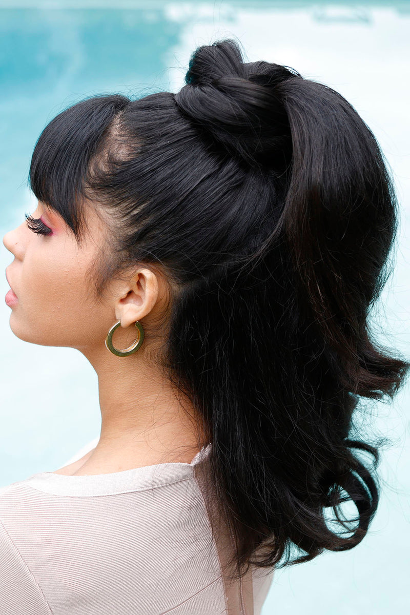 The Ruby 8″ to 24″ Smooth and Long Layered Ponytail - Black/Brown ...