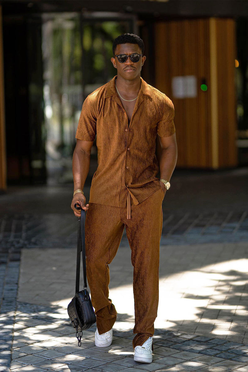 Wavy Textured Pant - Chocolate | Fashion Nova, Mens Pants | Fashion Nova